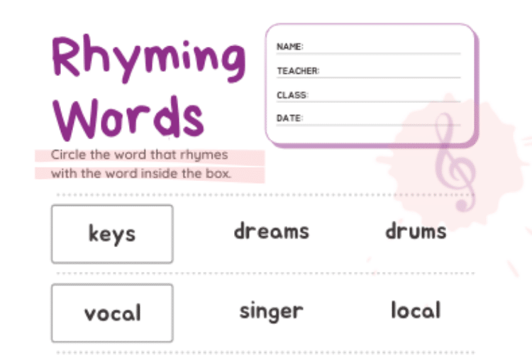 KS2 Rhyming Words // The Musical Me
