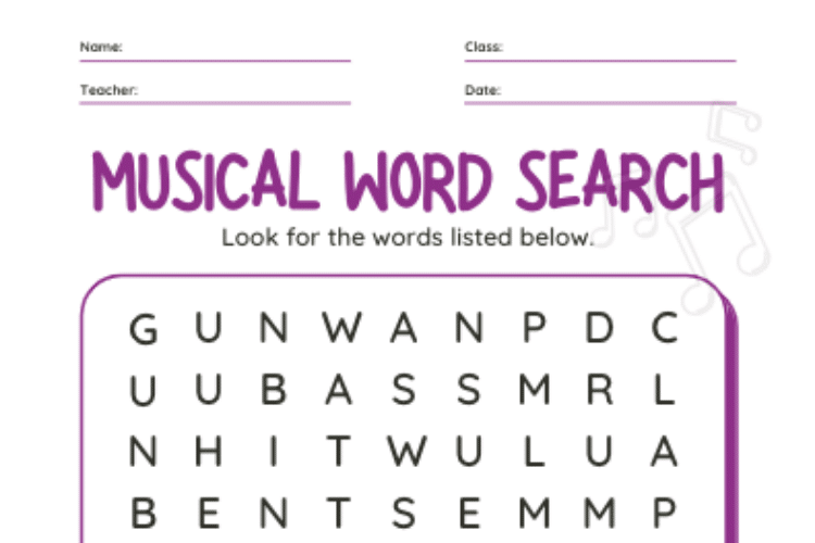 Music Word Search (Part 1) // The Musical Me