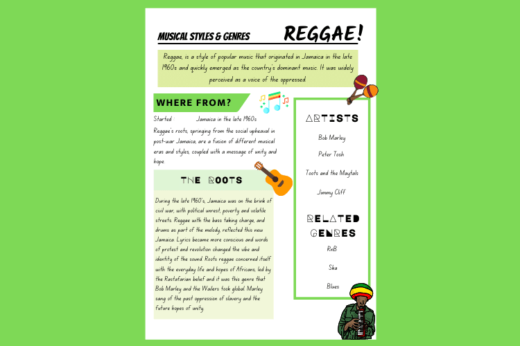 Reggae Primary Resources / History Display Poster