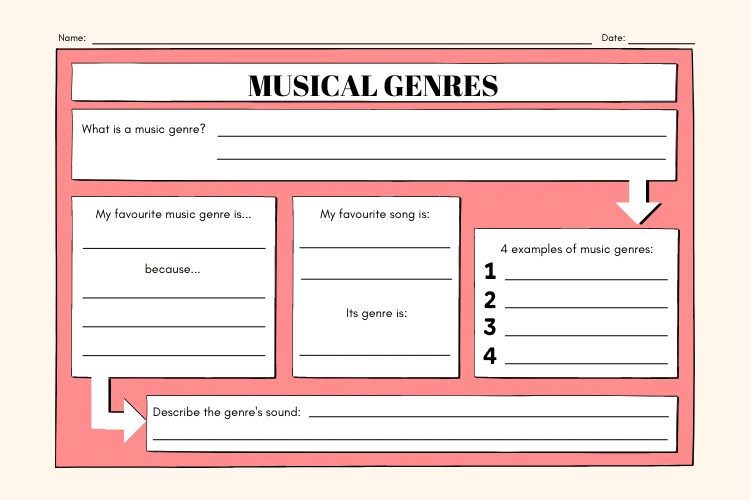 Musical Genres - Worksheet // The Musical Me