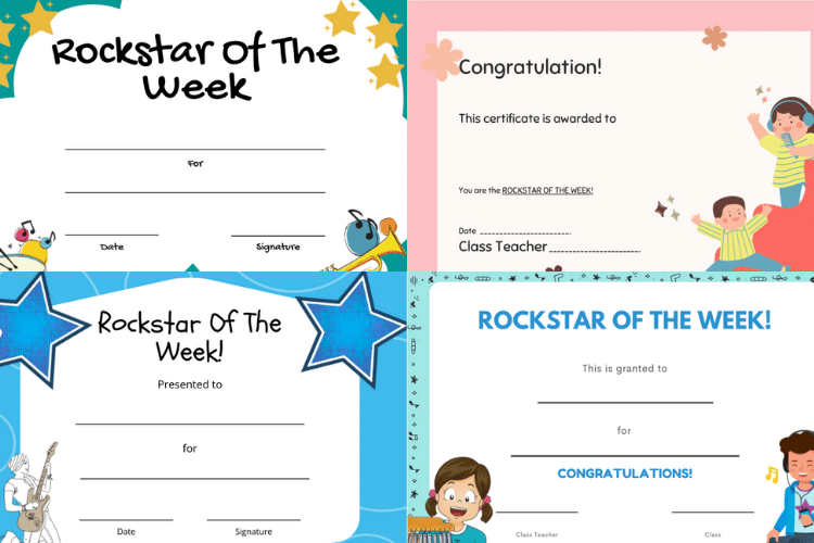 Rockstar Of The Week Certificates Pack // The Musical Me