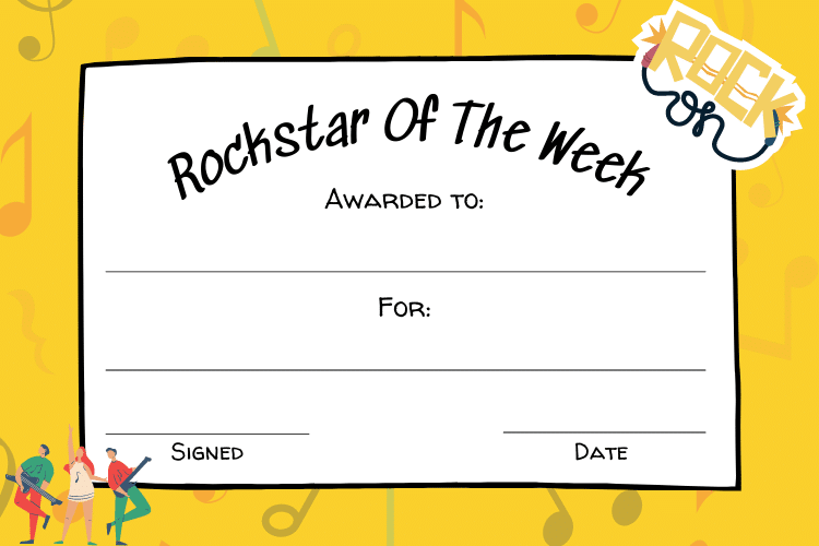 Rockstar Of The Week - Music Certificate // The Musical Me