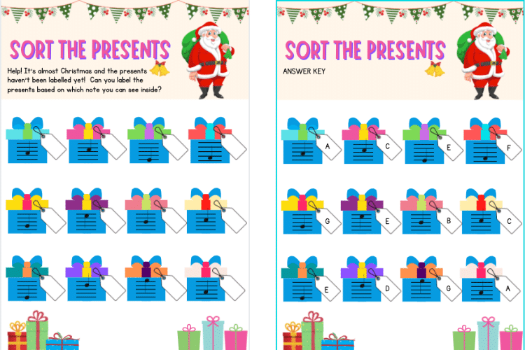 Sort The Presents - Christmas Worksheet // The Musical Me