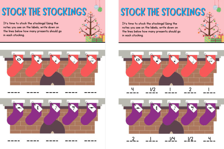 Stock The Stockings - Christmas Worksheet // The Musical Me