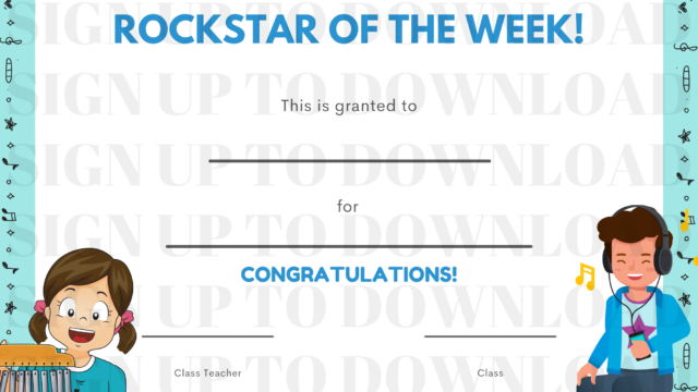 Rockstar Of The Week Certificates Pack // The Musical Me