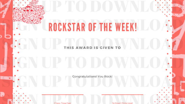 Rockstar Of The Week Certificates Pack // The Musical Me