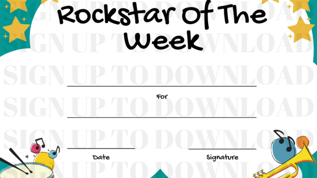 Rockstar Of The Week Certificates Pack // The Musical Me