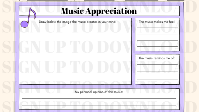 Music Appreciation - Worksheet // The Musical Me