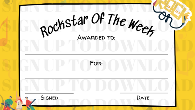 Rockstar Of The Week - Music Certificate // The Musical Me